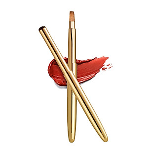 Rownyeon Travel Retractable Lip Brush Applicators Flat for Lipstick Gloss Creams Portable with Cap, Professional Makeup Brush for Women Girls As Christmas Gift and Halloween Makeup Tools