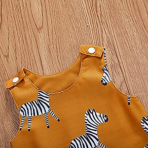 Arvbitana Newborn Toddler Baby Girl Boy Sleeveless Cartoon Romper Bodysuit Jumpsuit Animal One Piece Outfit Summer Clothes (A-Yellow Zebra, 6-12 Months)