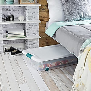 Sterilite 56 Qt./53 L Wheeled Latching Box Clears, Quart, White, 4 Piece