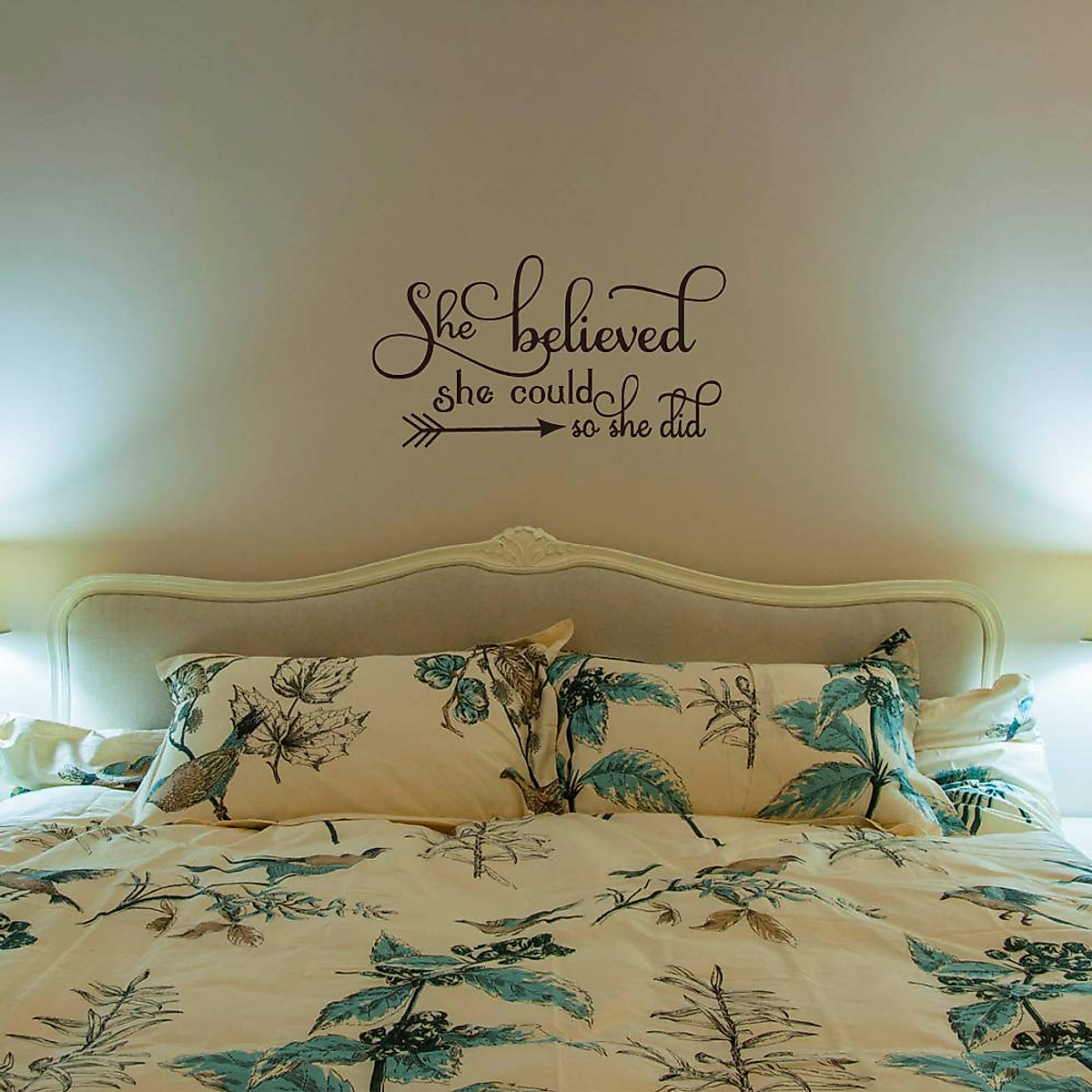 She Believed she Could so she did - Carved Pure Black Vinyl Matte Surface Quote Wall Decal Inspirational Sayings Decor Positive Princess Motto Art Letters Maxim