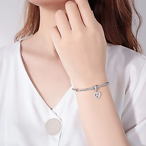 925 Sterling Silver Letter Charms A~Z Alphabet Charm Letter Beads fit Pandora European Bracelets fit Wife Daughter Mom Christmas Birthday Gift