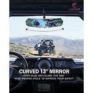 Lupar UTV RZR Rear View Mirror with LED Light fits 1.75"-2" Roll Cage Bar Aluminum Rearview Center Mirrors for SXS Polaris XP 900 1000 Pioneer Talon Can-Am Maverick X3 Kawasaki Arctic Cat Wildcat