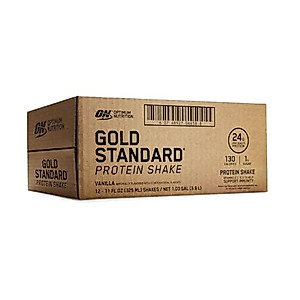 Optimum Nutrition Gold Standard Protein Shake, 24g Protein, Ready to Drink Protein Shake, Gluten Free, Vitamin C for Immune Support, Vanilla, 11 Fl Oz, 12 Count