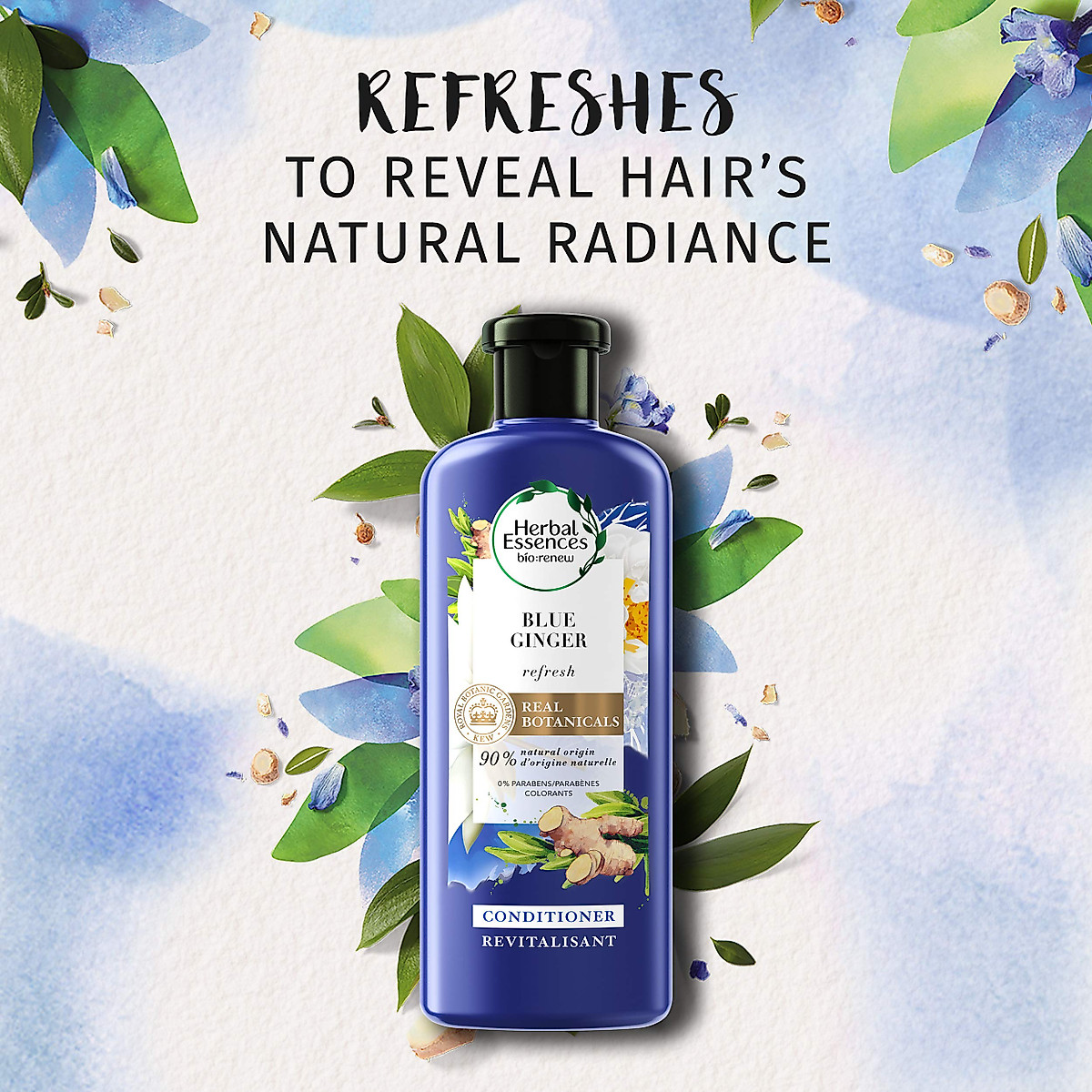 Herbal Essences Bio:Renew Blue Ginger Conditioner, Paraben Free, Safe for Color-Treated Hair, 13.5 Fl Oz