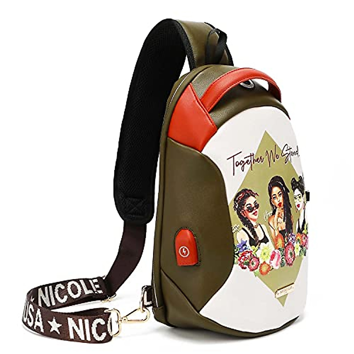 Nicole Lee Sling Backpack with USB Charging and Earphone Ports (JOURNEY OF STEPHANIE)