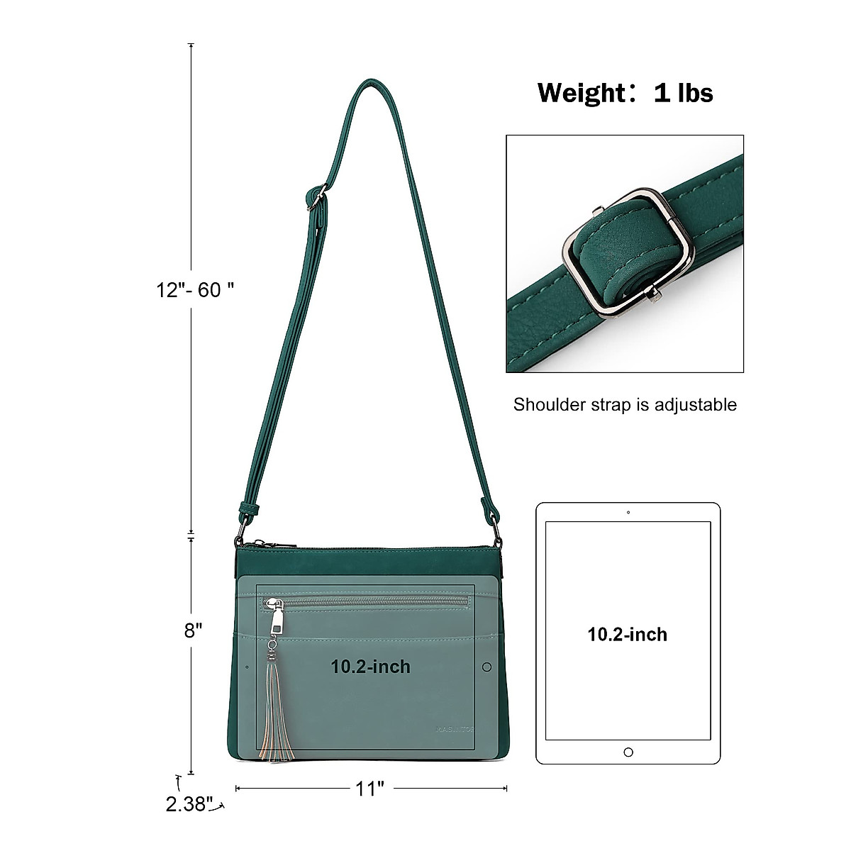 MASINTOR Crossbody Bags for Women, Lightweight Medium Crossbody Purse, Soft Leather Women's Shoulder Handbags with Tassel for Shopping or Travel