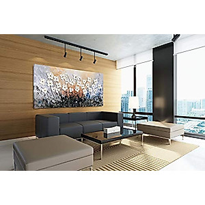 Yihui Arts Flower Canvas Wall Art with 3D Hand Painted Textured Modern Large Oil Painting Contemprary Aesthetic Floral Pictures for Living Room Bedroom DinningDecor