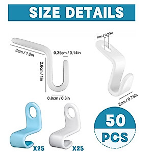 Clothes Hanger Connector Hooks 50PCS Cascading Cloth Hanger Hook Space Saving Coat Hangers Clip Multi-Layer Stackable Hanger Connecting Hooks for Wardrobe Organizer Closets