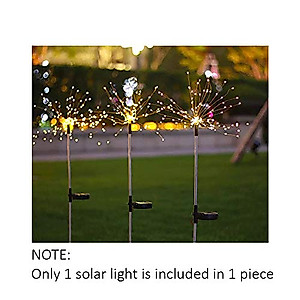 MOFAIRHOME 120LED Outdoor Solar Garden Lights, Waterproof 2 Flash Modes 50 Copper Wire String, Firework Stake Starburst Fairy Light, DIY Flowers Trees for Walkway Patio Lawn Backyard Christmas