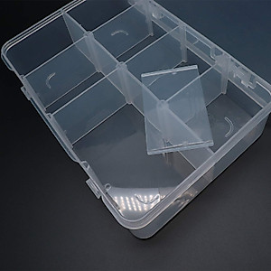 Xiaoyztan 8-Grid Snack Box Container with Removable Dividers Plastic Organizer Box for Candies Snacks Electronics Jewelry Small Parts (7.3in x 4.9in)