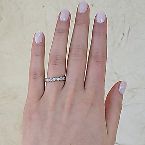 TwoBirch 18k White Gold Microplated 4 Piece Ring Set with Cubic Zirconia Stacking Ring Set (925 Silver, Sizes 9)