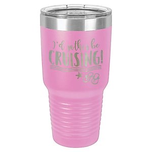 I'D RATHER BE CRUISING Light Purple 30 oz Tumbler With Straw and Slide Top Lid | Stainless Steel Travel Mug | Compare To Yeti Rambler