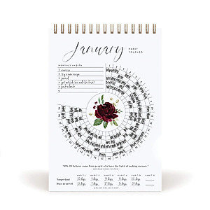 Bliss Collections Habit Tracker Calendar Notepad, Botanical Floral, Gold Spiral Binding, Inspirational and Motivational Monthly Journal to Track Habits and to Help with Goals, 6"x9" Undated 12 Months