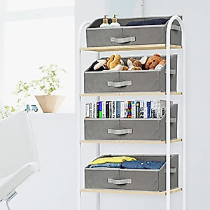 Kntiwiwo Closet Storage Bins Trapezoid Storage Basket, Fabric Storage Bins for closet shelves, Foldable Closet Organizers and Storage Baskets Box with Handles for Bedroom Office,Gray, 4-Pack