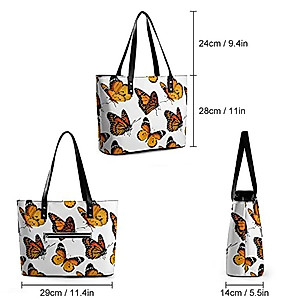 Womens Handbag Butterflies Pattern Leather Tote Bag Top Handle Satchel Bags For Lady