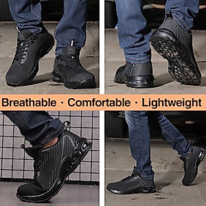 NIFOFISE Steel Toe Shoes for Women Safety Work Shoes Composite Toe Sneakers Slip Resistant Blk 39