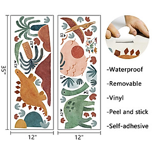 Mfault Boho Dinosaur Wall Decals Stickers, Bohemian Dino Hawaii Nursery Decorations Baby Boys Girls Bedroom Playroom Art, Neutral Toddlers Kids Room Decor Gifts