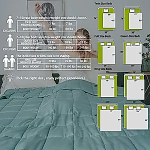 Dornroscn Bamboo Cooling Weighted Blanket 100% Natural Bamboo Viscose | 15lbs-48’’x72’’-Twin size for Adults and Kids | Cooling Heavy Blanket with Premium Glass Bead for Hot & Cold Sleepers, Sea Grass