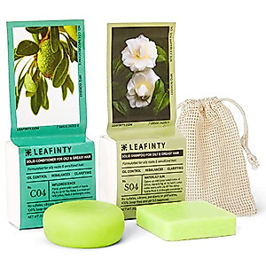 S04+C04 Solid Shampoo & Conditioner Set for Oily Roots and Sensitized Hair, Deeply Cleanse, All Natural Zero Waste and Organic Shampoo Bars for Hair,2 Travel Size Bars