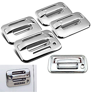 Overun 3-Layer Triple Chrome Plated Side 4 Door Handle Cover with Keypad+Tailgate Cover Designed for 2004-2014 Ford F-150