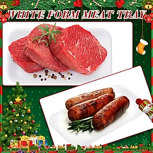 EBOOT 100 Pcs Foam Meat Trays White Foam Crafts Trays Bulk Disposable Food Plates Rectangle Painting Dish for Halloween Christmas Printmaking DIY Art Supplies, 8.3 x 4.4 x 0.55 Inches