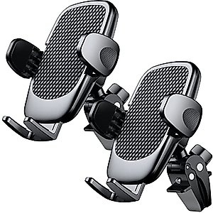 SPIDERCASE [2 Pack] Phone Mount for Car [Universal Air Vent] Car Phone Holder, Military-Grade Shockproof [Up to 7” Phones] [Thick Case Friendly] [Easy Operate] Cellphone Clamp Cradle for All iPhone