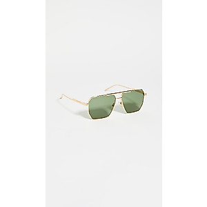 Bottega Veneta Women's Geometric Navigator Sunglasses, Gold/Gold/Green, One Size