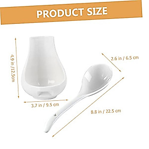 Zerodeko 1 Set spoon holder set spatula holder spoon and scoop holder kit hot pot convenient spoon holder utensil drip catcher decorative soup spoon small spoon ceramics delicate white