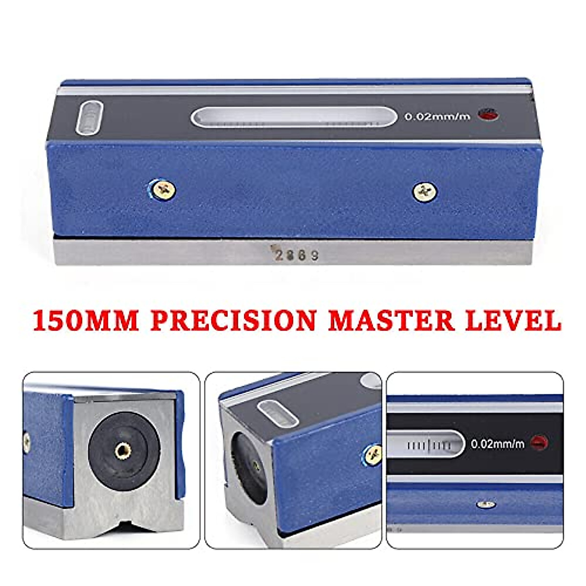 TINVHY 6 Inch Master Precision Level in Fitted Box for Machinist Tool, Cast iron body with Wooden Case