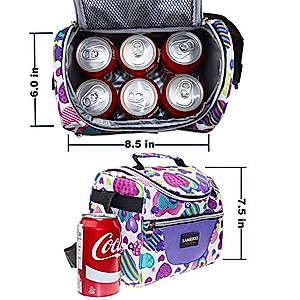 Kids Lunch Bag insulated Lunch Box Lunch Organizer Cooler Bento Bags for School Work/Girls Boys Children Student Women with Adjustable Strap and Zip Closure Travel Lunch Tote, Front Pocket (purple)