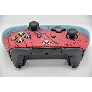 Hand Airbrushed Fade Custom Controller - Compatible with Xbox One (Matte Red & Teal)