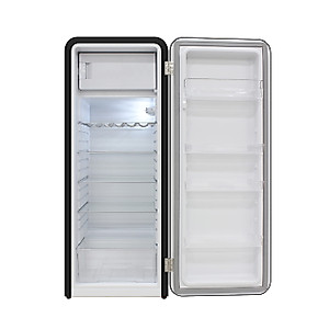 BRAMA Retro Fridge with Top Freezer 9.9 Cu.Ft. Full Refrigerator for Apartment, Condo, House, Kitchen, 24-Inch, Black