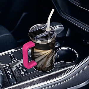 LLUTSNTH 40 Oz Vacuum Tumbler with Light Rose Red Handle Leakproof Insulated Tumbler Animal Tiger Stainless Steel Travel Mug with Lid And Straw Coffee Cup Cute Water Bottles Cup Holder Friendly