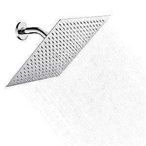 KSUCBOHAR Shower Head, 12 Inch High Pressure Rain Shower Head, Pressure Boosting Shower Head, Awesome Shower Experience, Stainless Steel Rainfall Shower Head (Square glossy)