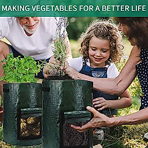 10 Gallon Potato Bag-6 Packs, Breathable Plant Bag with Windows and Handles for Tomatoes, Carrots, Fruits and Garden Pots (Dark Green)