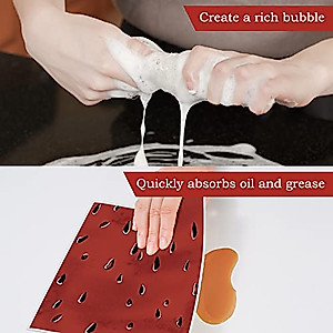 AnyDesign Watermelon Swedish Kitchen Dishcloth Summer Cotton Kitchen Towel Fruit Truck Dish Towels Reusable Absorbent Cleaning Dish Cloths for Housewarming Cleaning Wipes, 4Pcs, 7 x 8 Inch