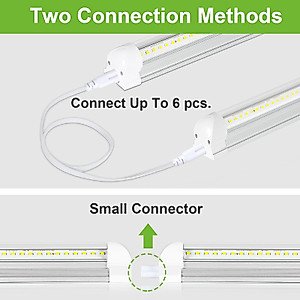 hykolity 60W 6FT LED Shop Light, 7800lm 6500K Super Bright White Linkable Ceiling Light Fixture, V Shape Integrated T8 LED Tube Light with Built-in ON/Off Switch for Workbench, Cabinet, ETL, 4 Pack