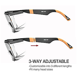 DEX FIT Safety Work Over Glasses SG210 OTG; Z87 Eye Protection for Men & Women, Fog & Scratch Resistant, Adjustable, UV Block (Black & Grey Frame, Clear Lens)