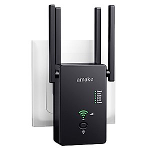 Amake WiFi Extender,WiFi Booster, WiFi Repeater - Coverage up to 2640sq.ft and 25 Devices, Internet Booster,Quick Setup, Home Wireless Signal Booster,Easy 1-Tap Setup