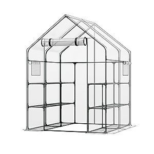 CEBOLAN Walk in Greenhouse, 56x56x77 Waterproof Green Houses for Outside, Portable Greenhouses for Outdoors with Roll-Up Zipper, Greenhouse for Indoors - 12 Shelves Walk-in(6.4x4.7x4.7FT)