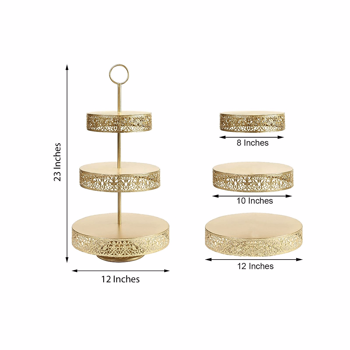 Efavormart 23" Tall Gold 3-Tier Metal Reversible Dessert Cupcake Stand for Wedding Decoration Event