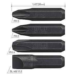 VESSEL C51MIXP4 INSERT BIT 5/16" Hex, 4PC. Set for Manual Impact Driver (Pack of 4)