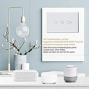 WiFi Smart Touch Panel Light Switch, Smart Switch Support Voice Control Phone APP Control Touch Control with Timing Function for Smart Home(White)