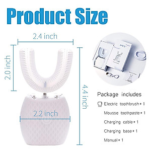 Ultrasonic Toothbrush Automatic Toothbrush Teeth Whitening Toothbrush Manual Toothbrush for Adults 360°Electric Toothbrush Upgraded Rechargeable Washable Travel Home Dual-use (White)