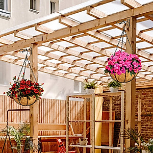 ZeeDix 3pack 12inch Metal Hanging Basket with Coconut Coir Liner- Coconut Coir Liner with Black Chain for Porch Pots Hanger, Indoor Outdoor Plant Flower Pot, Garden Decorations (12in)