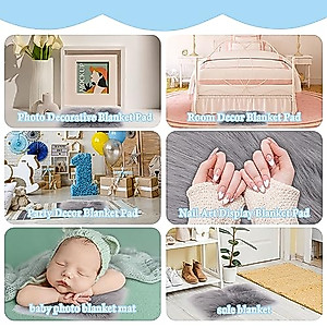 WLLHYF 15 Inches Mini Square Faux Fur Rug, Small Fluffy Area Rug Cushion for Living Room Sofa Bedroom Floor Soft Square Chair Cover Seat Pad Nail Mat for Photographing Background of Jewelry