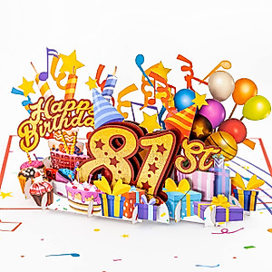iGifts And Cards Happy 81st Red Birthday 3D Pop Up Greeting Card – Awesome 81 Birthday Card For Woman, Man, Happy Eighty One Birthday Gift For Mom, Dad, Best Wife, Husband Unique Present, 5" X 7"