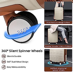 LARVENDER Luggage Sets 4 Piece, Expandable Luggage Hardside Suitcases Set with Double Spinner Wheels, Durable Lightweight Travel Luggage Sets Clearance with TSA Lock, Cream White (18/20/24/28)"