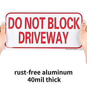 2-Pack Do Not Block Driveway Sign, 14"x 7" .04" Aluminum Reflective Sign Rust Free Aluminum-UV Protected and Weatherproof
