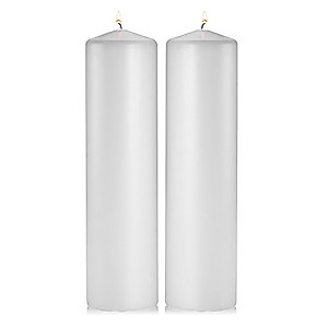 White Pillar Candles - Set of 2 Unscented Pillar – 3x12 inches for Wedding Centerpiece Candle, Home Decor and Holiday Celebrations